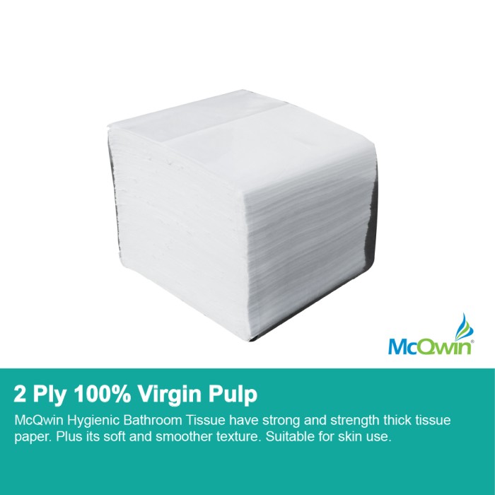 Virgin Pulp Hygienic Bathroom Tissue (HBT) 2PLY - 100mm x 210mm x 250's ...