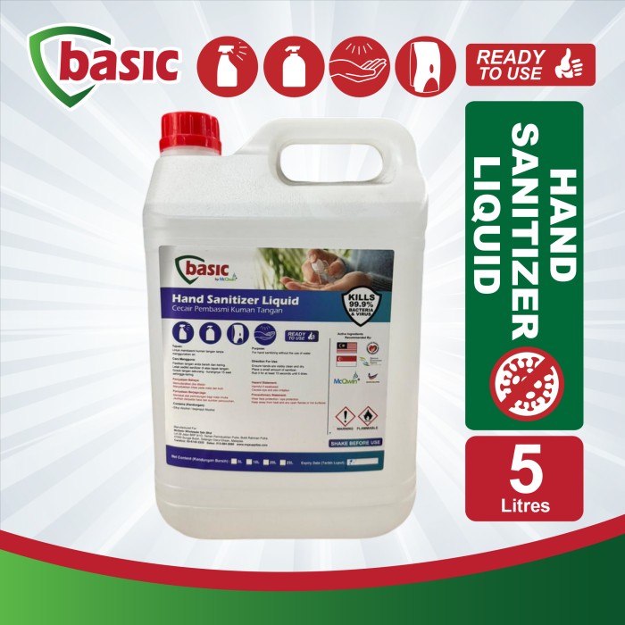 Basic Hand Sanitizer Liquid Alcohol 5L @ www.mqsupplies.com