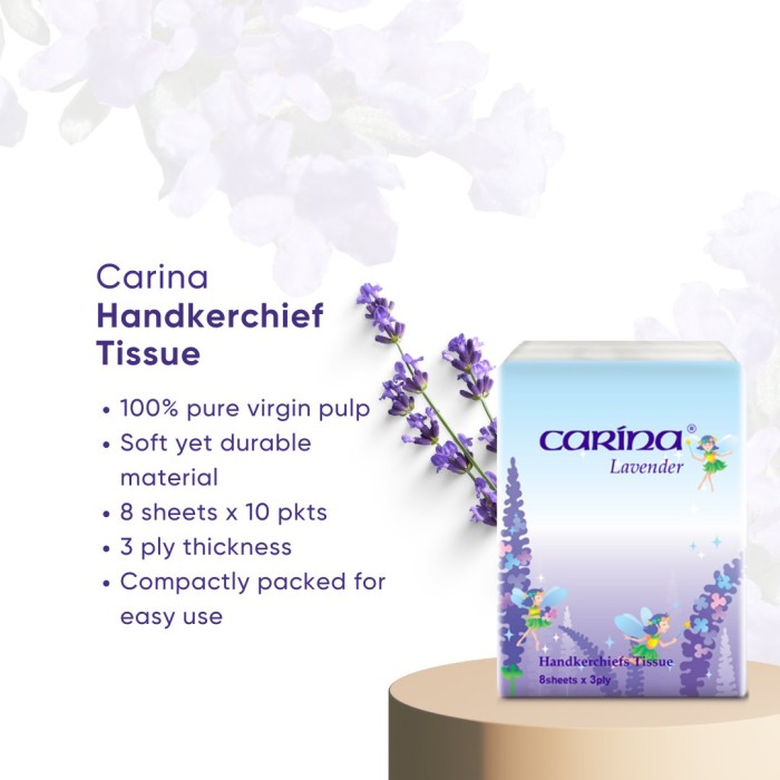 Carina Lavender 3 Ply Facial Handkerchief Tissue 8sheets per pkt (10 ...