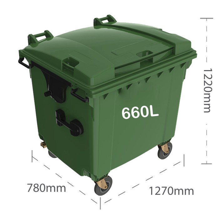 Mobile Garbage Bin 660L - Green @ www.mqsupplies.com