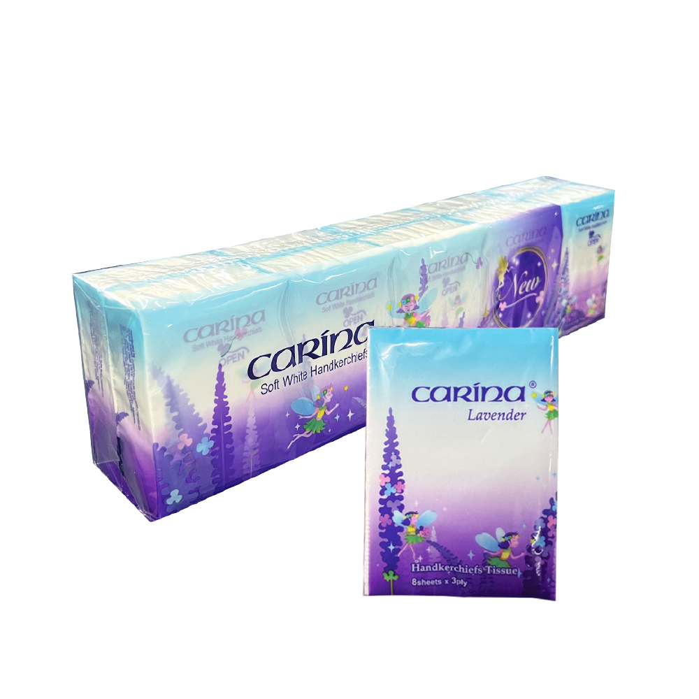 Carina Lavender 3 Ply Facial Handkerchief Tissue 8sheets per pkt (10 ...