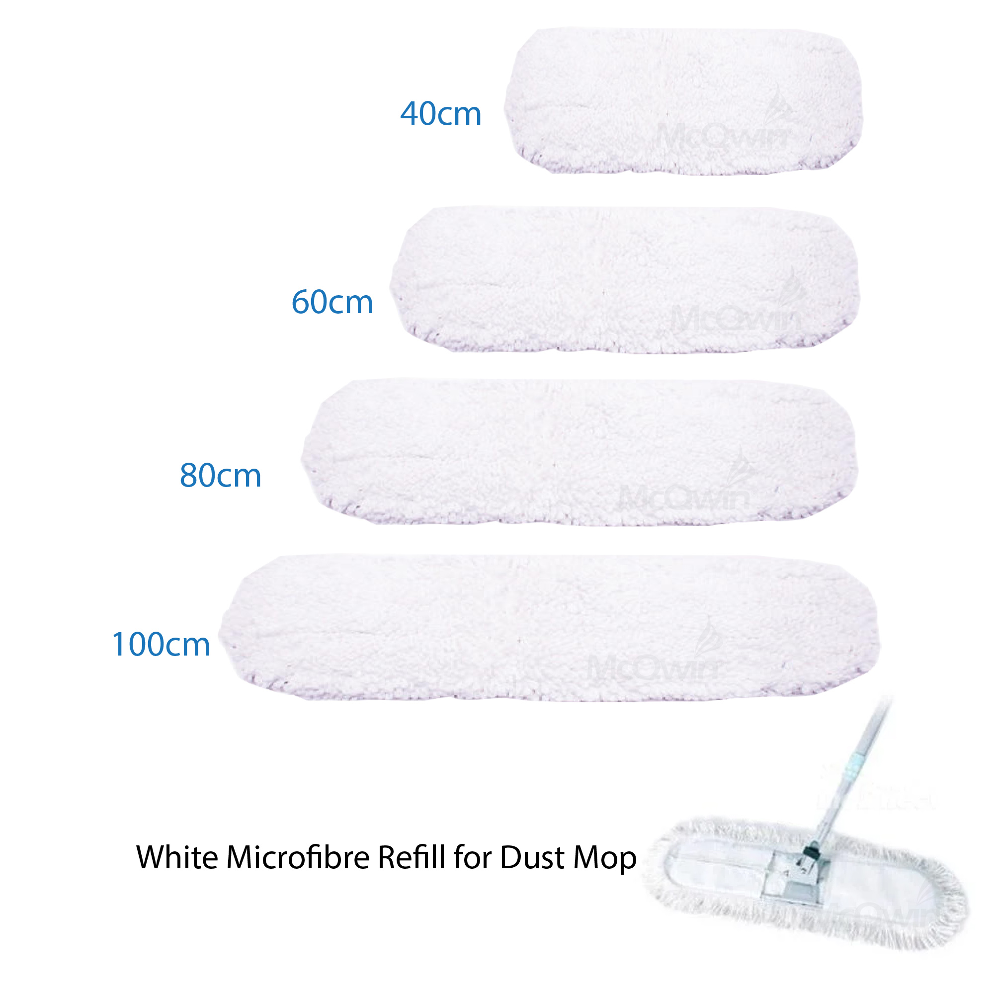 Microfiber Dust Mop Refill 40cm / 60cm / 80cm /100cm @ www.mqsupplies.com