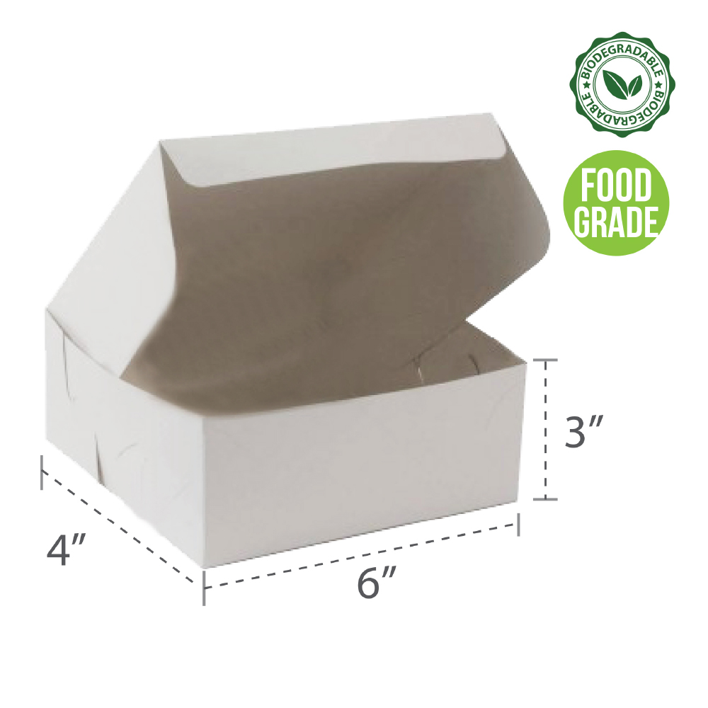 PE White Cake Box 6" x 4" x 3" (Food Grade) @ www.mqsupplies.com