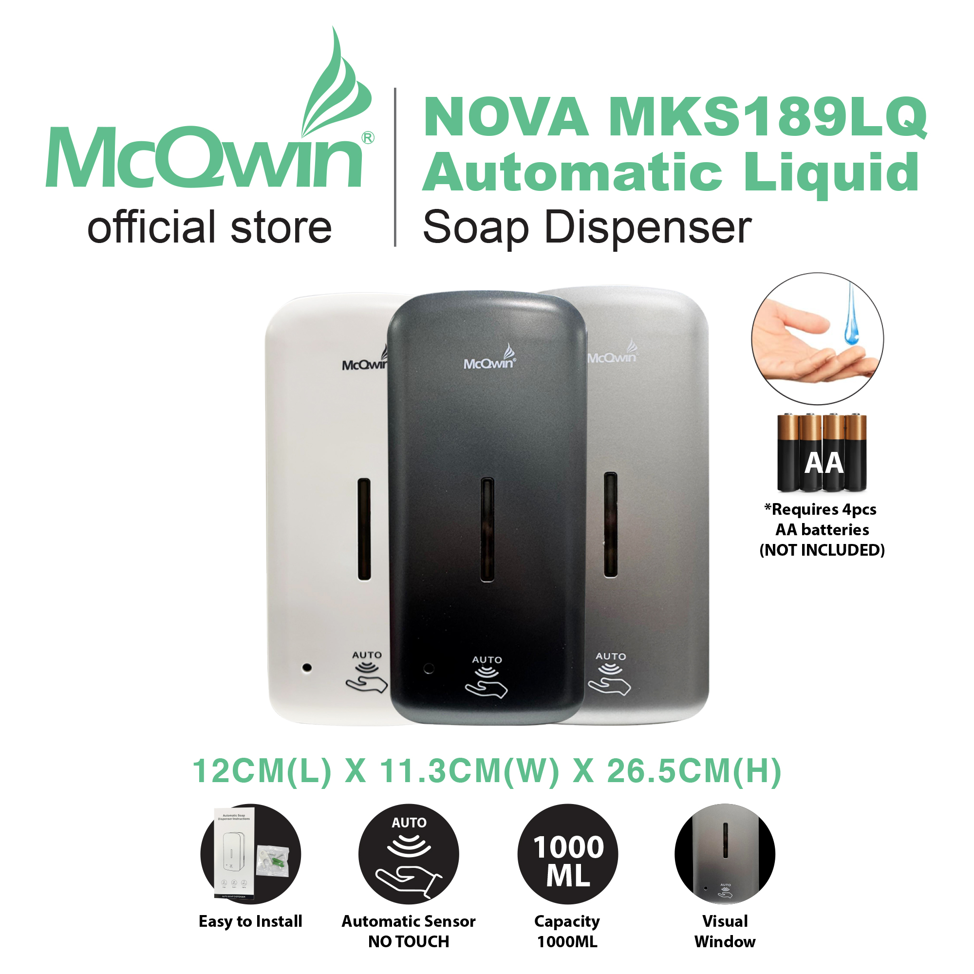 NOVA Automatic Liquid Dispenser 1000ml (MKS189LQ)@www.mqsupplies.com